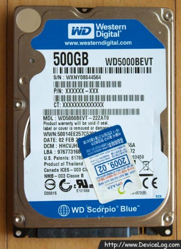 WD Scorpio Blue 500GB WD5000BEVT :: DeviceLog.com